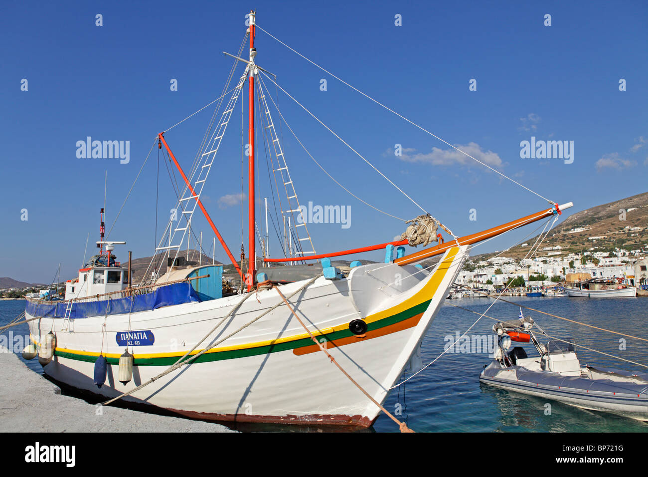 fishing harbour of Parikia, Island of Paros, Cyclades, Aegean Islands ...