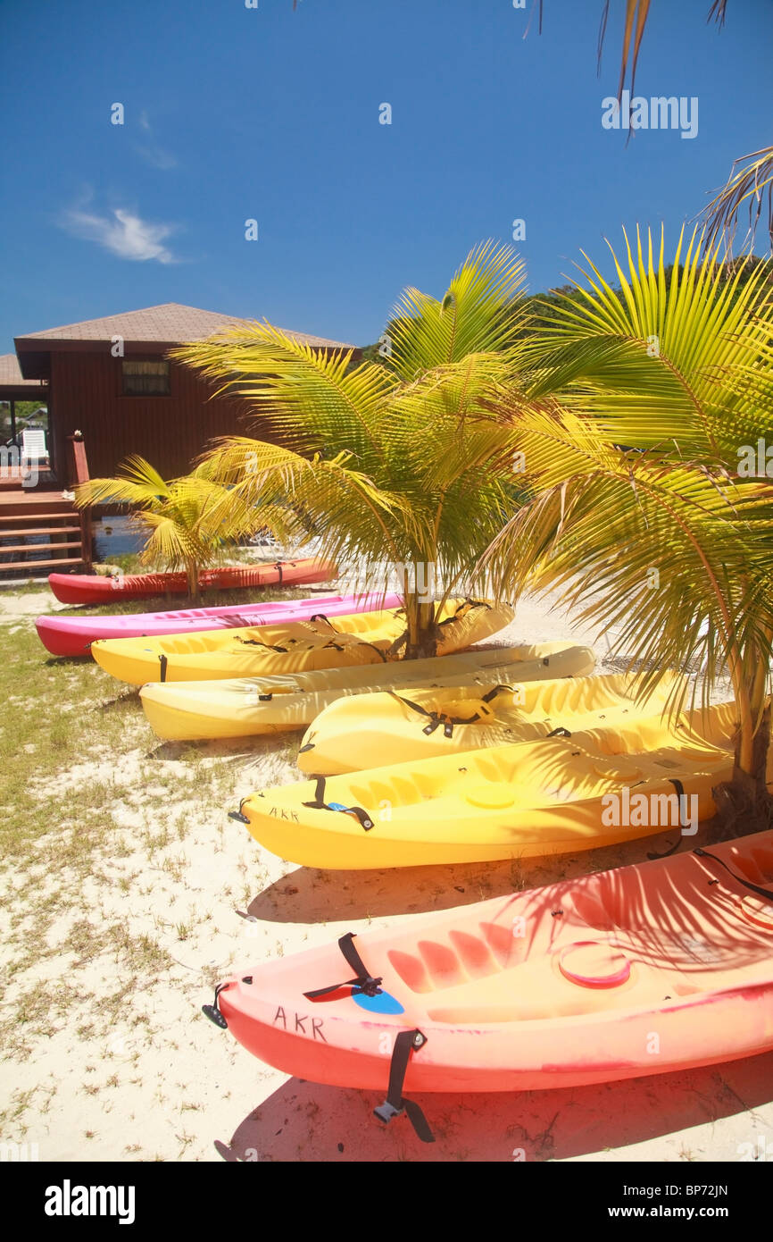 Roatan, Bay Islands, Honduras; Kayaks On The Beach At Anthony's Key ...