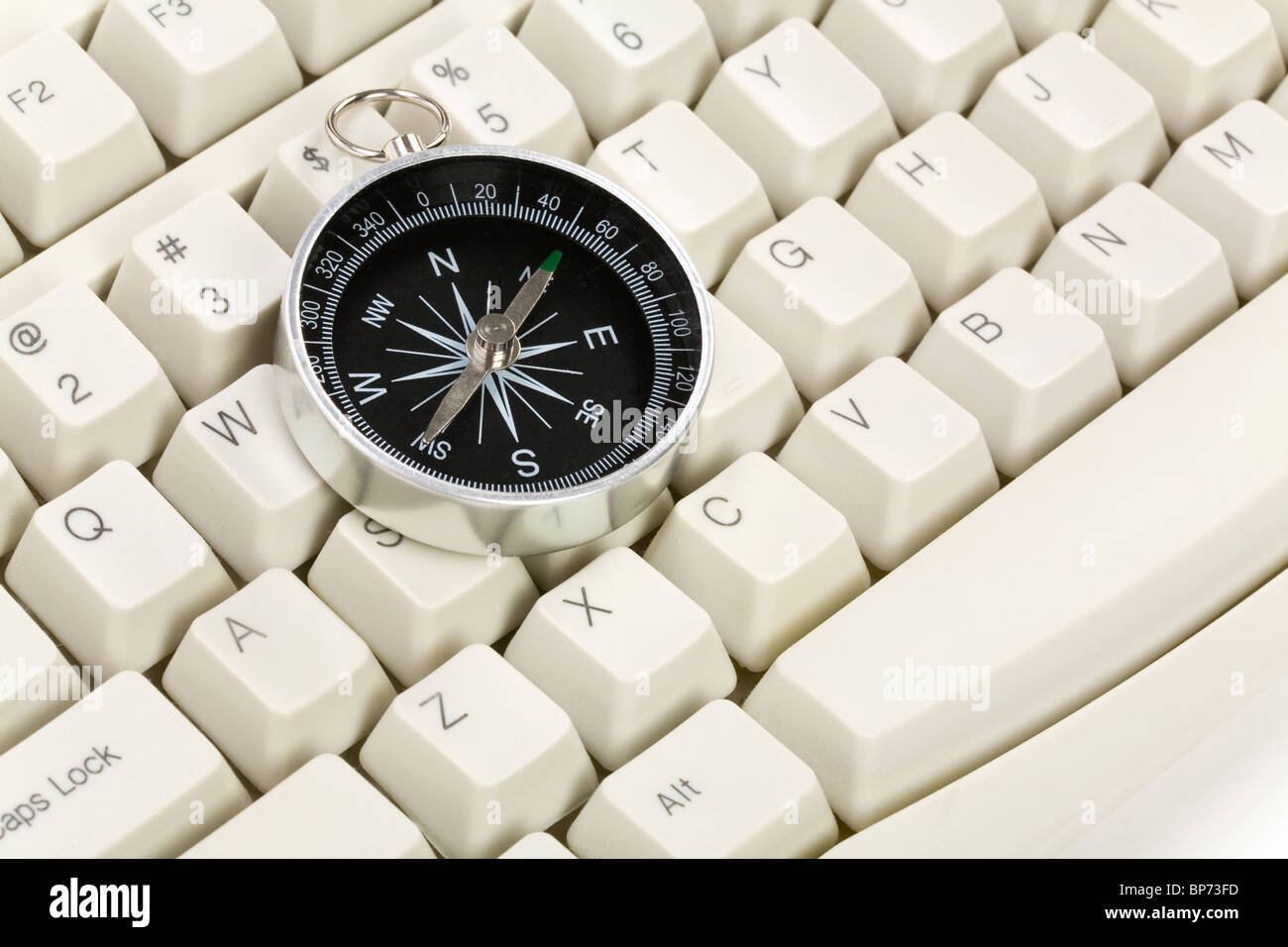 Computer Keyboard and Compass, internet concept Stock Photo - Alamy