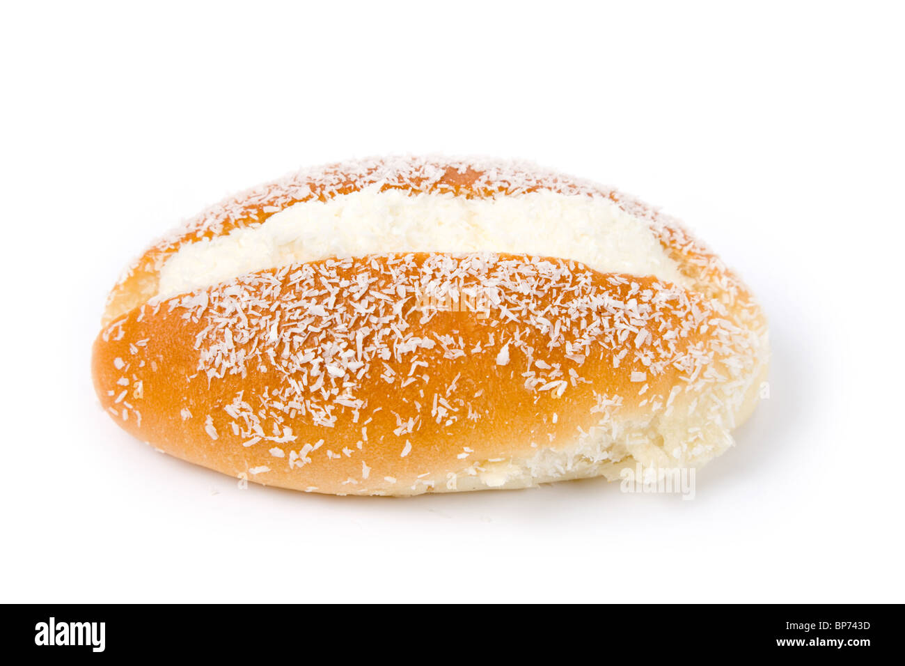 Cream-filled bread with white background Stock Photo - Alamy