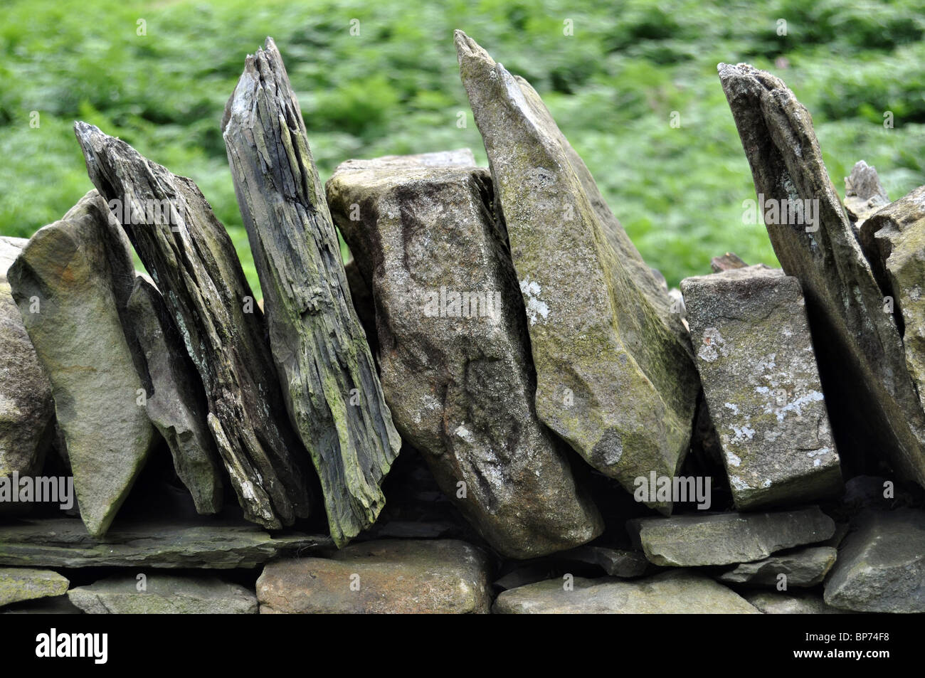 Slate dry stone wall Stock Photo - Alamy