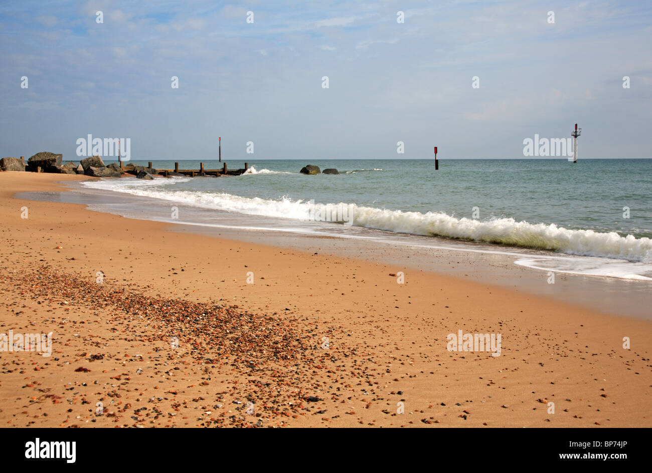 The beach on a summer morning at Waxham, Norfolk, England, United ...