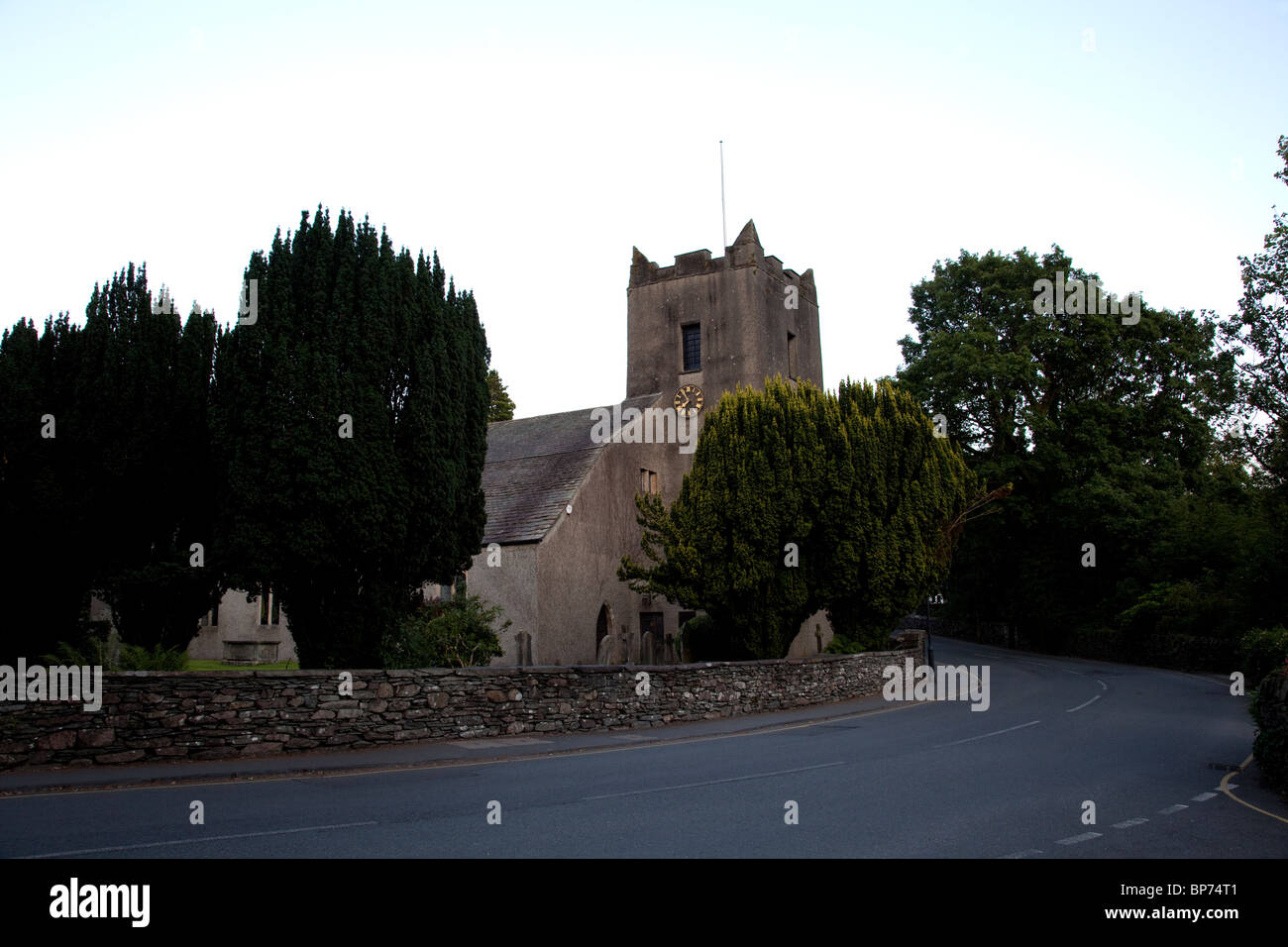 St. Oswald's famous church in Grasmere village centre in the English ...