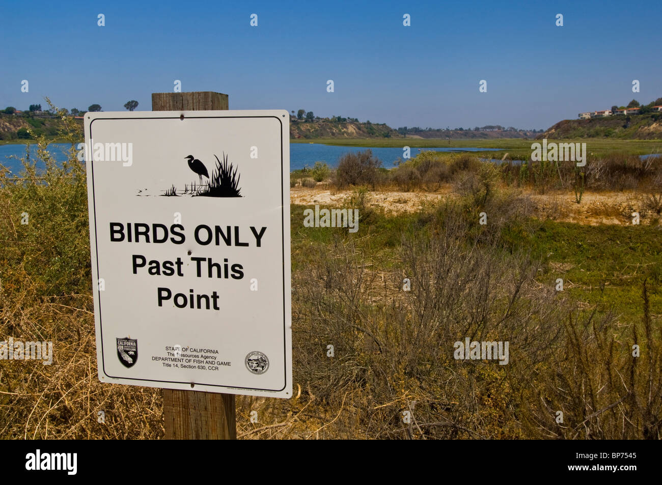 Birds Only wildlife protection signs at the Upper Newport Bay ...
