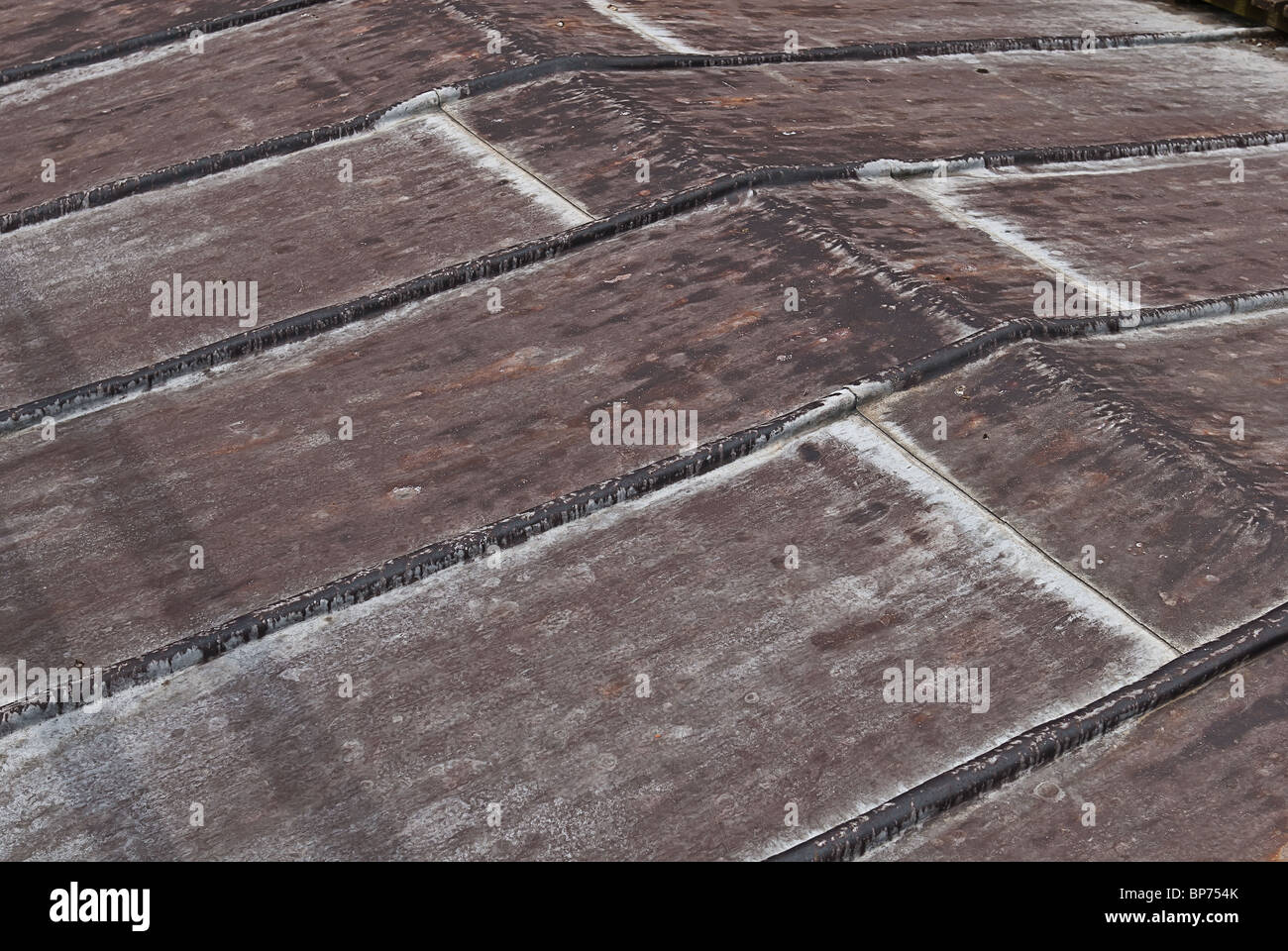 lead roof showing signs of weathering and oxidation from atmospheric ...
