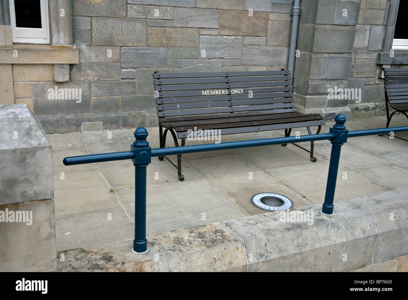 a members bench at the old course golf club in st andrews scotland ...