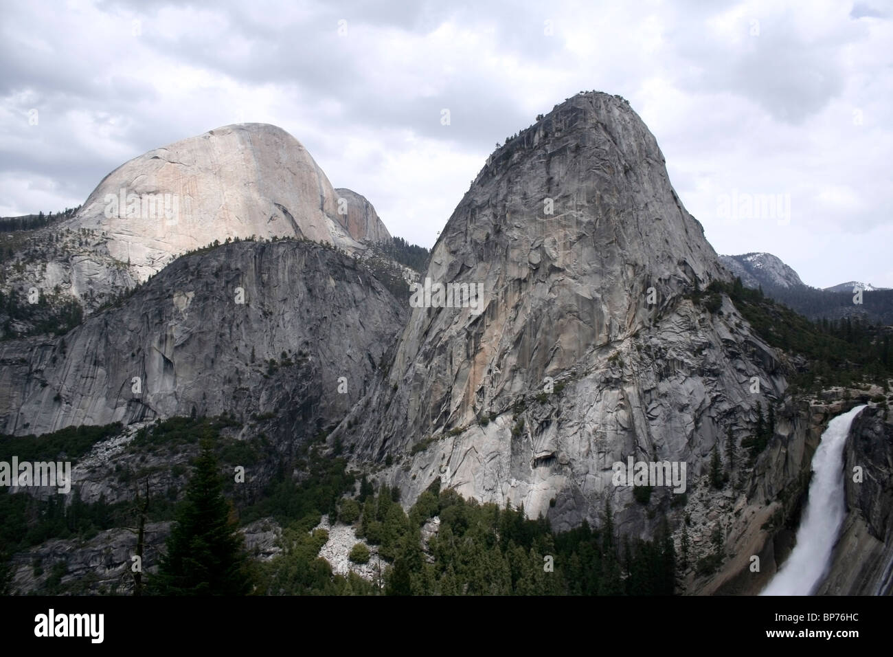 Nevada Fall, Liberty Cap and Half Dome Stock Photo - Alamy