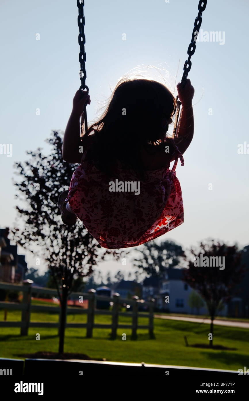 Silhouette child children swing hi-res stock photography and images - Alamy