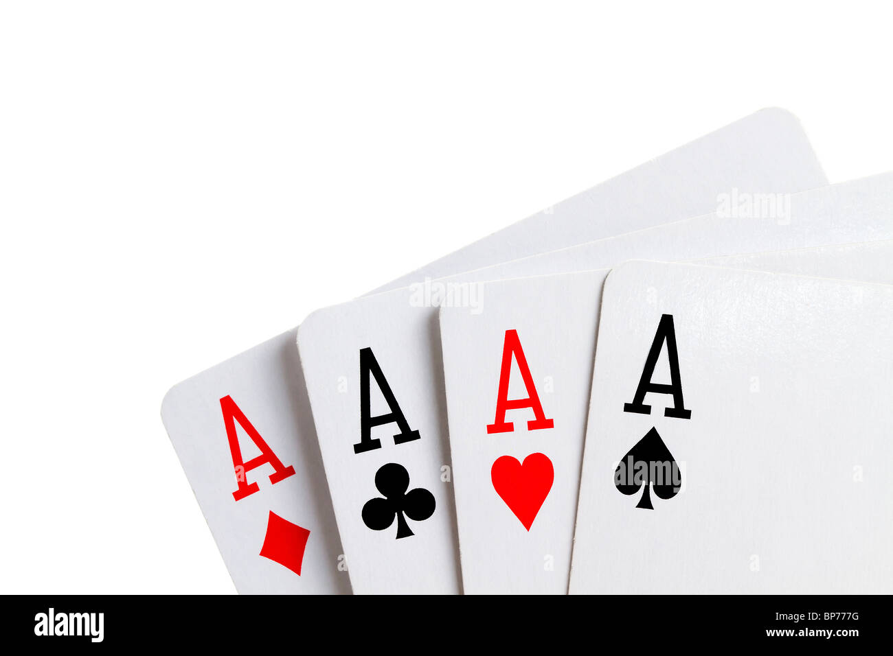 four aces standing on white background Stock Photo - Alamy