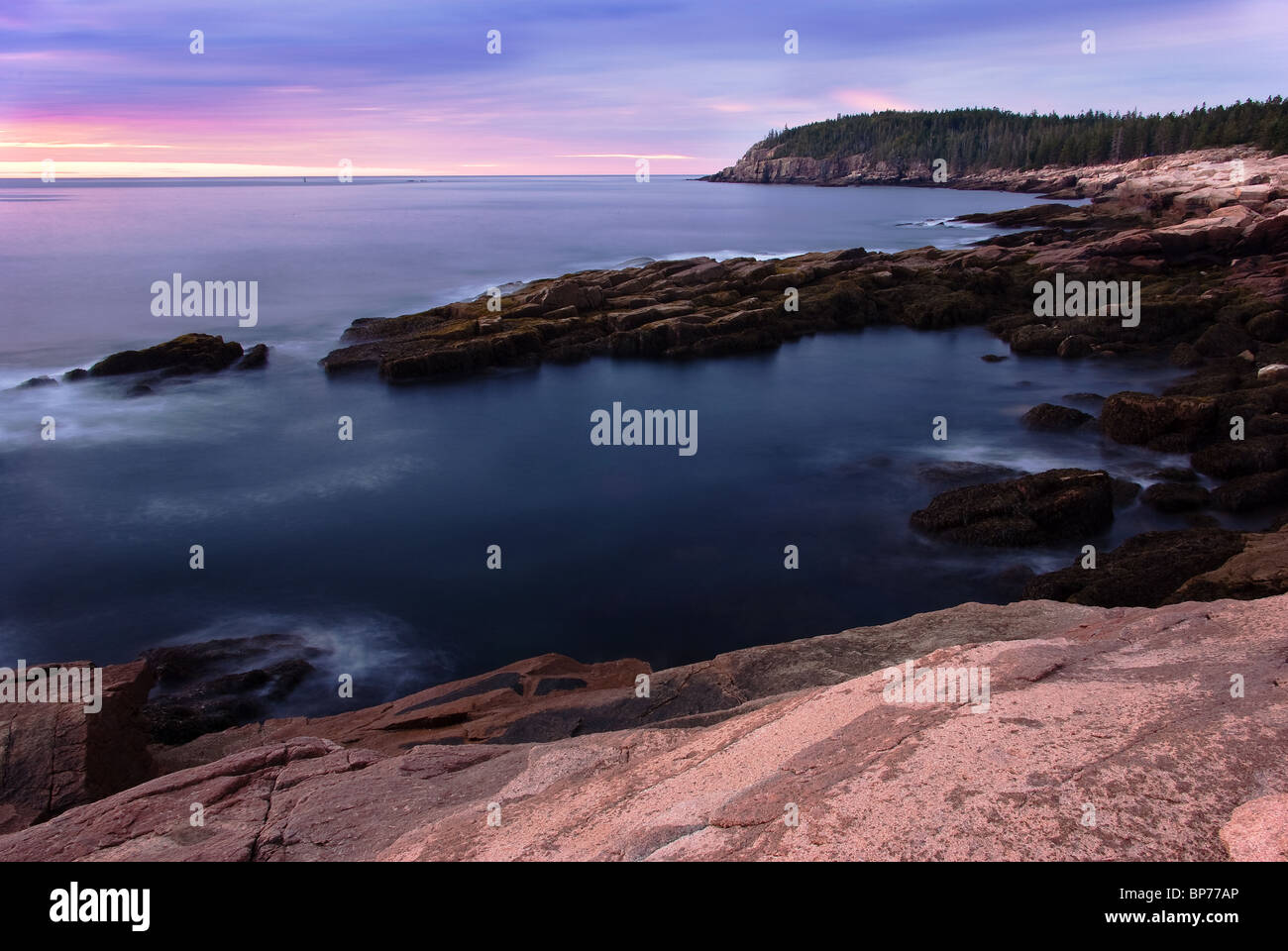View from the rocks overlooking Otter Cliffs at Acadia National Park ...
