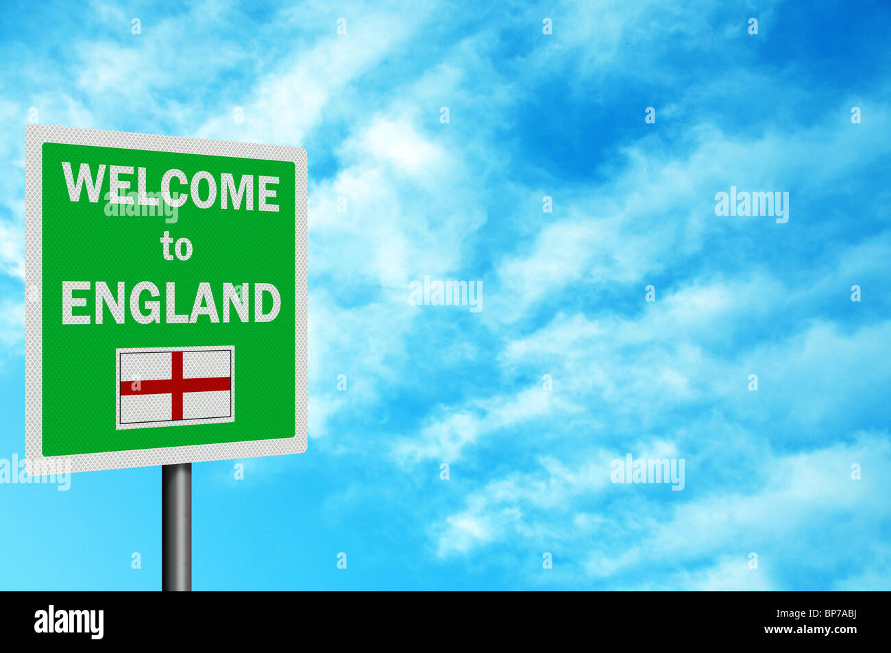 Photo realistic bright, clean "Welcome to England' sign, with space for ...