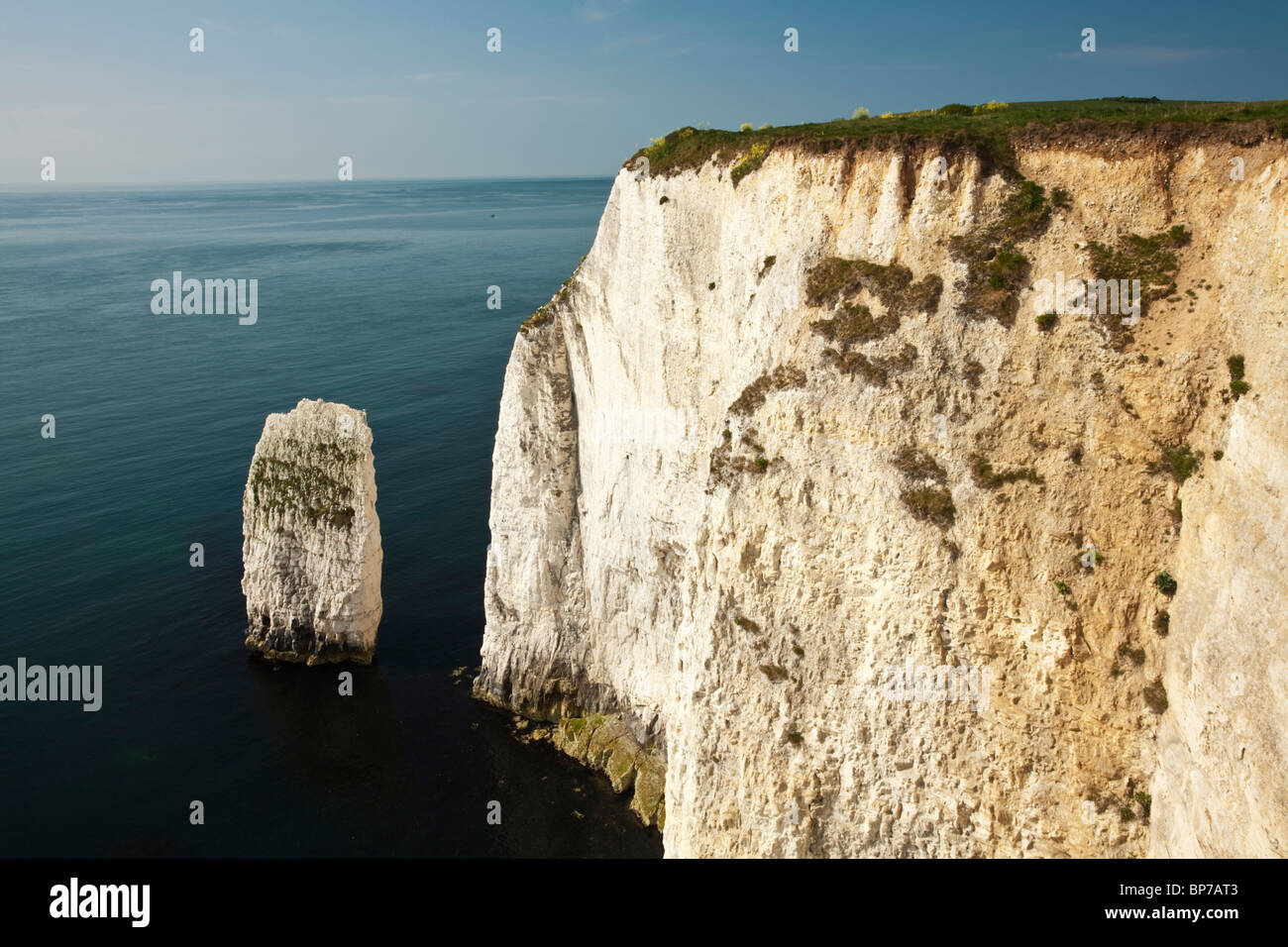 Rock stacks and chalk cliffs on Dorset's coast close to Old Harry Rocks ...