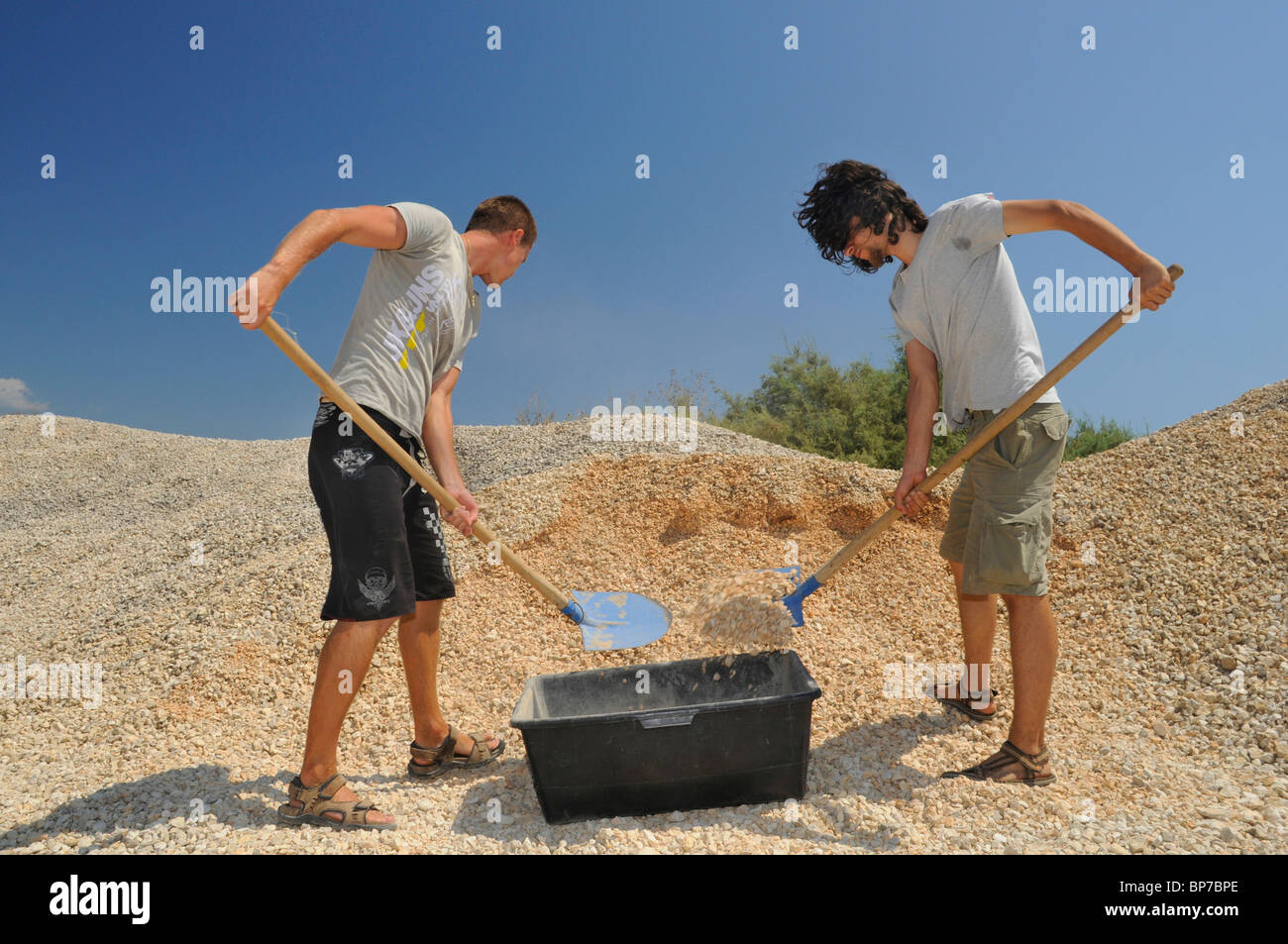 two nature conservationists at work, Greece, Peloponnes, Messinien ...