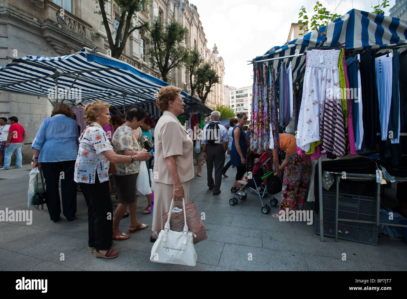 Women shopping in a street market in Santander, Spain Stock Photo - Alamy