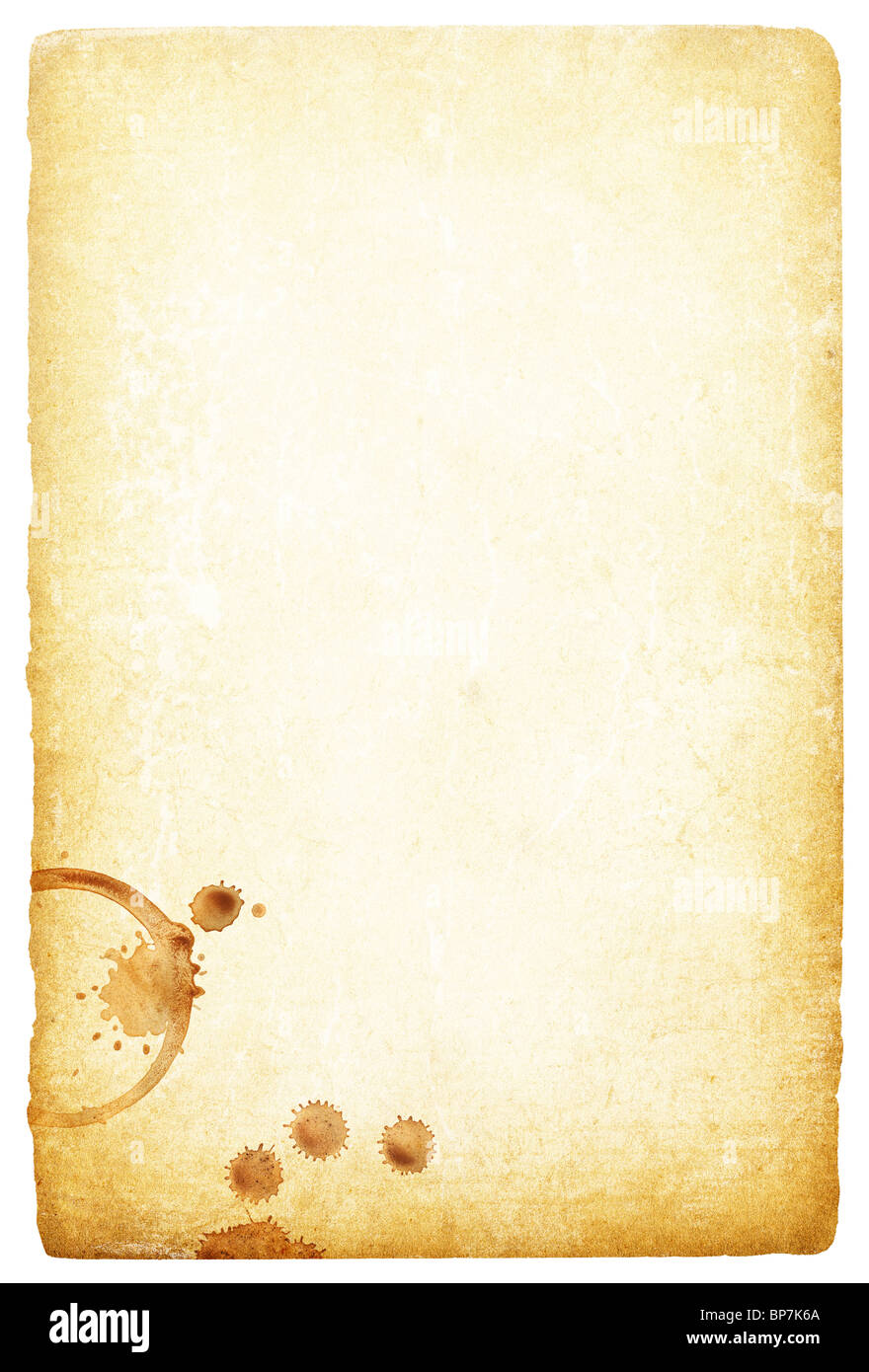 Vintage paper high detailed with accidental coffee ring Stock Photo - Alamy