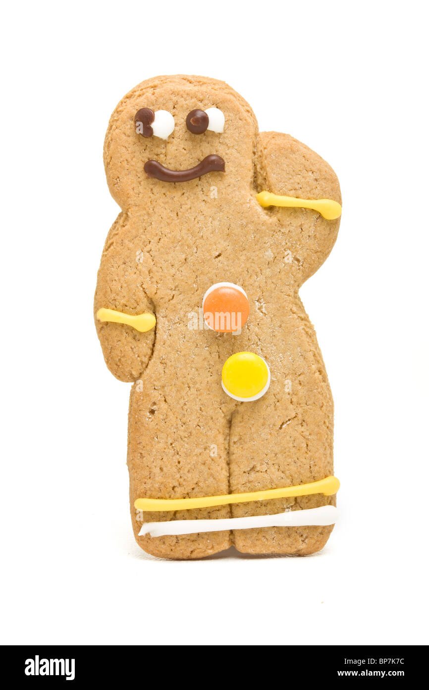 Gingerbread Man from low perspective isolated against white background ...