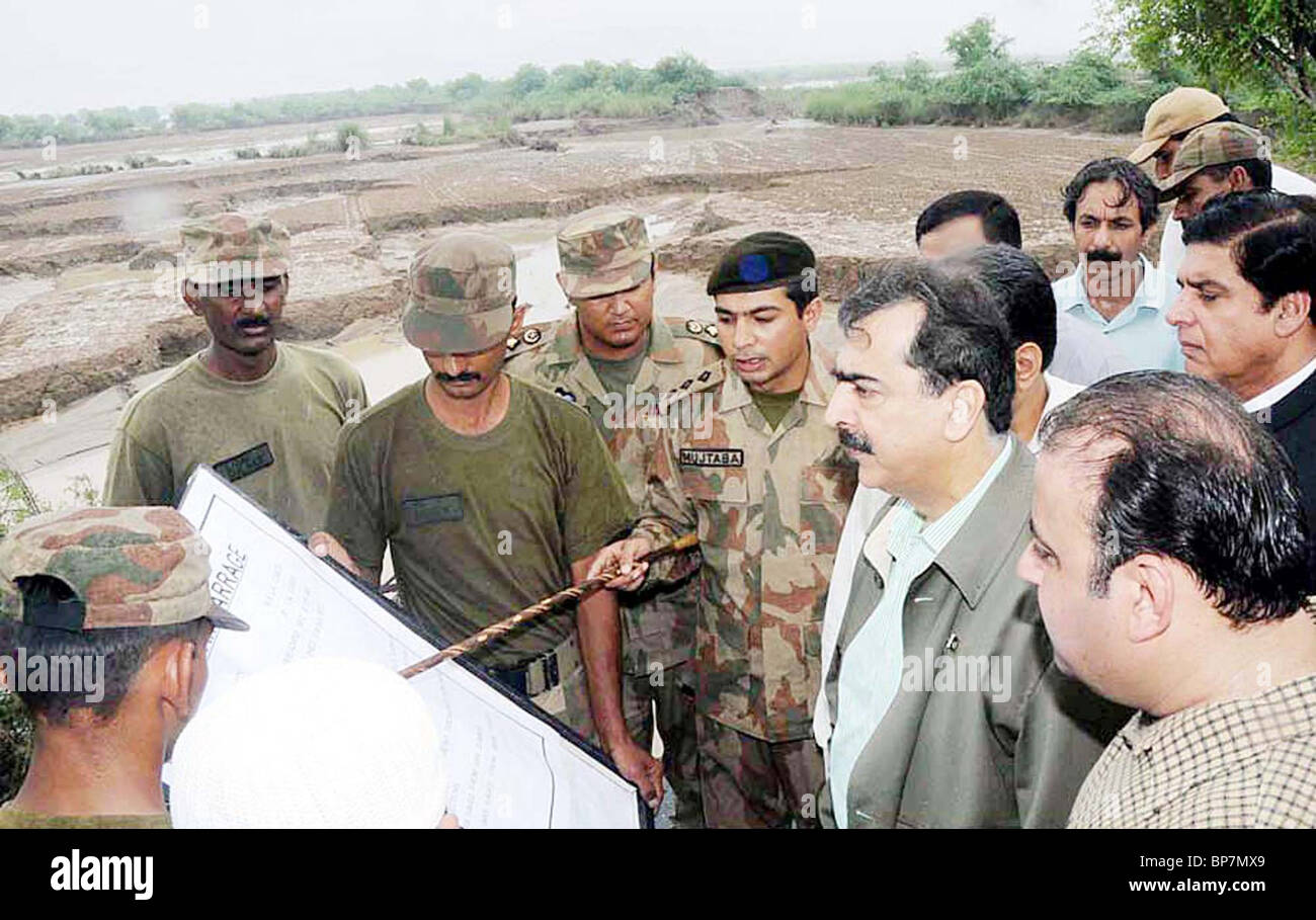 Prime Minister, Yousuf Raza Gillani being briefed about flood-hit areas ...