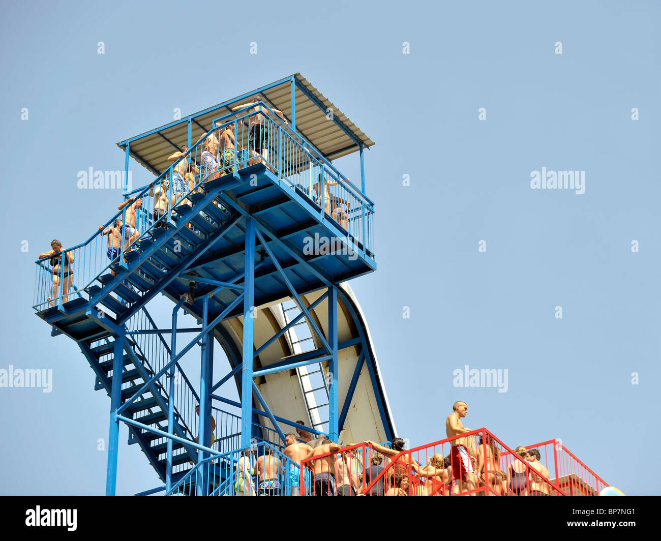 aqualand slide queue torremolinos costa del sol spain Stock Photo - Alamy
