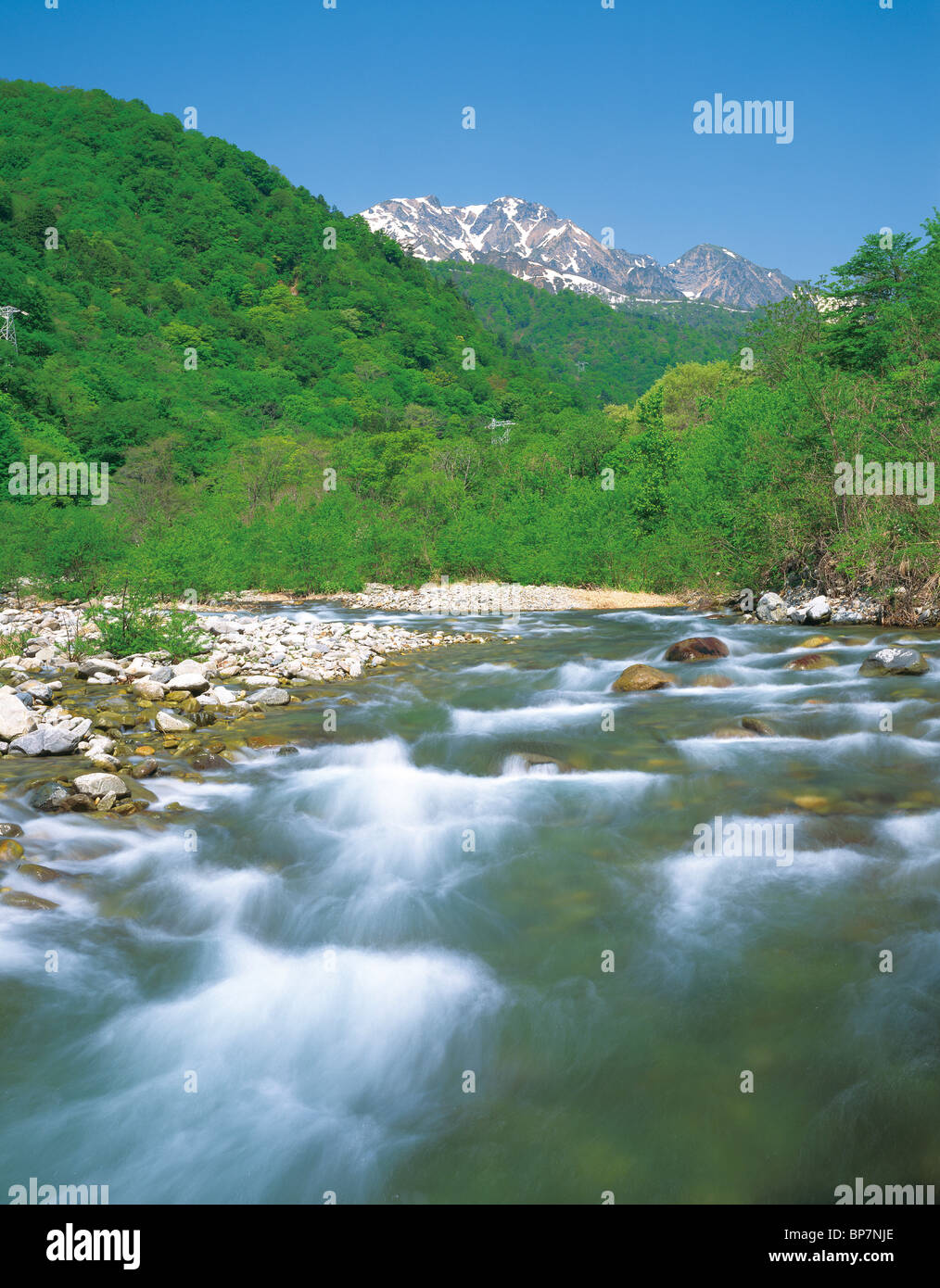 Yubiso River and Mount Tanigawadake, Gunma Prefecture, Japan Stock ...