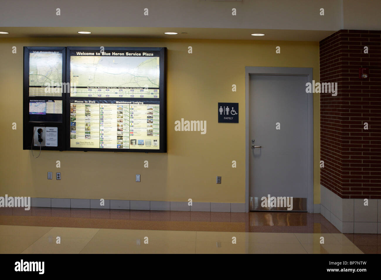 Family rest room and map on Ohio turnpike Blue Heron service plaza ...