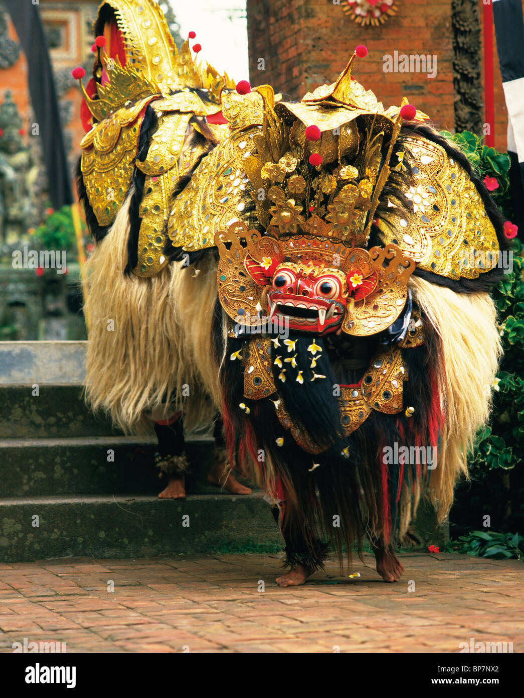 Two People in a Costume Perform the Traditional Barong Dance. Bali ...
