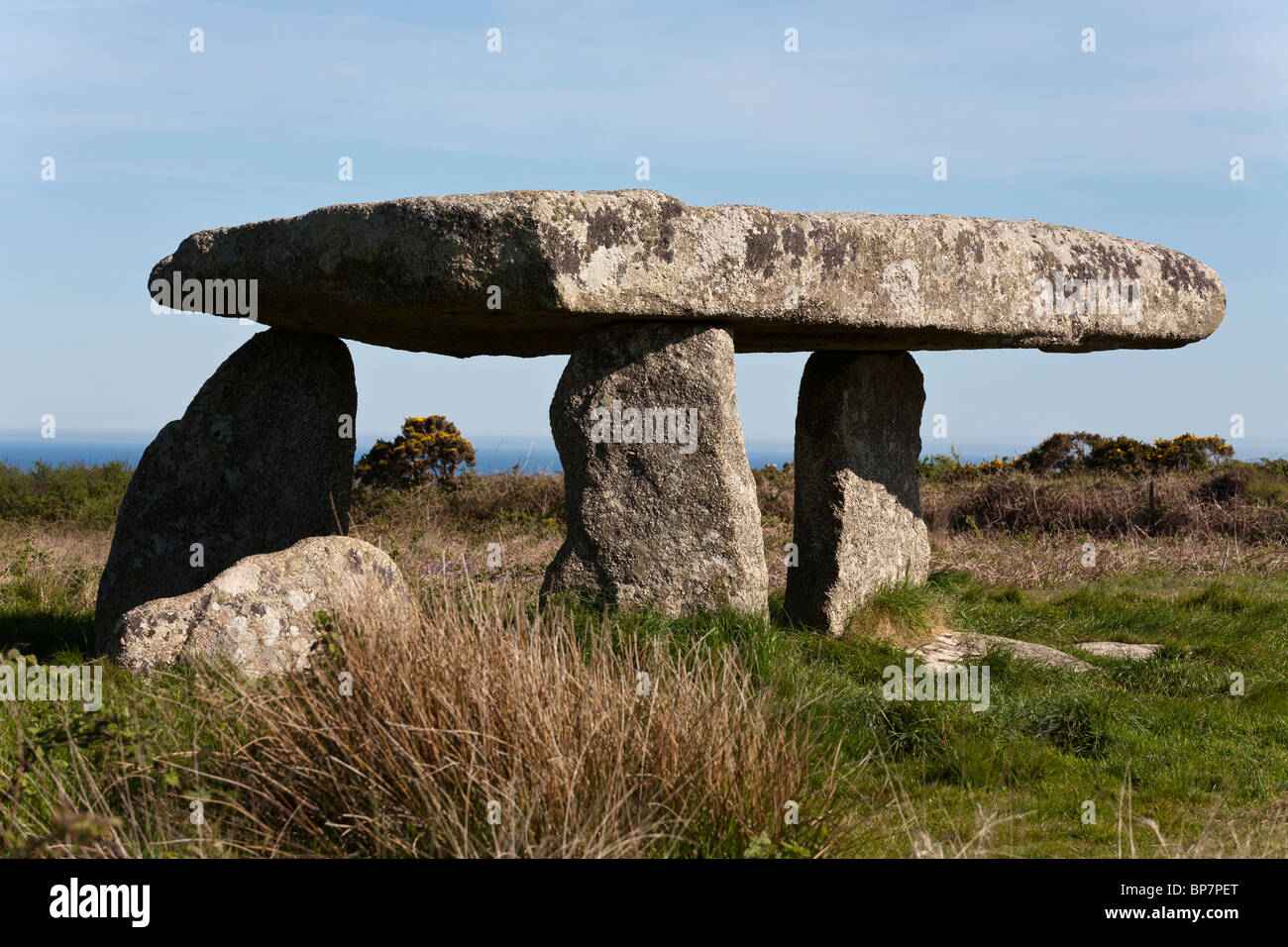 Lanyon Quoit burial stones. This lonely assemblage of large stones is ...