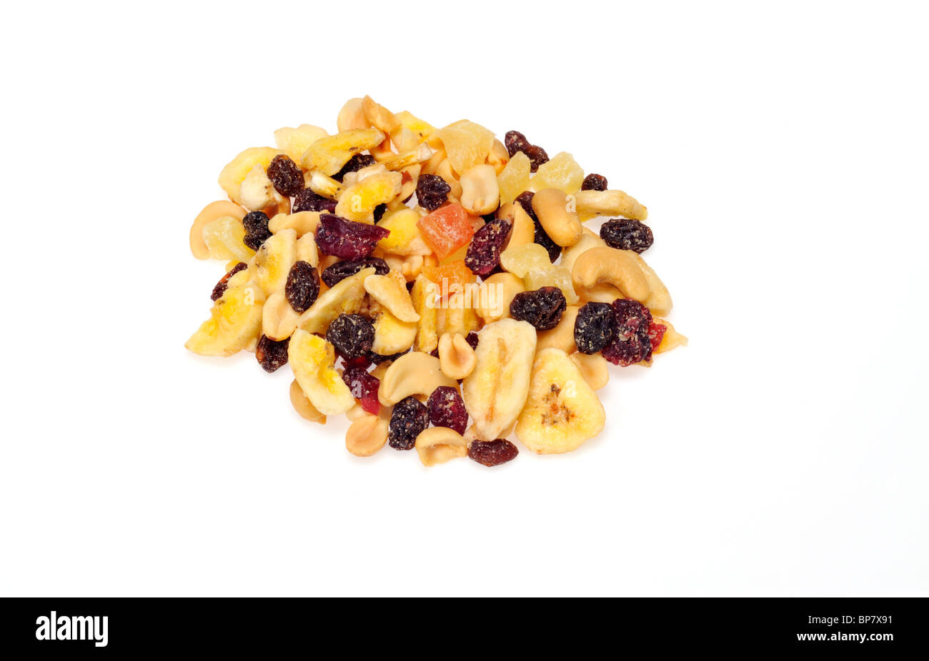 Handful of trail mix snack isolated on white background cutout Stock ...
