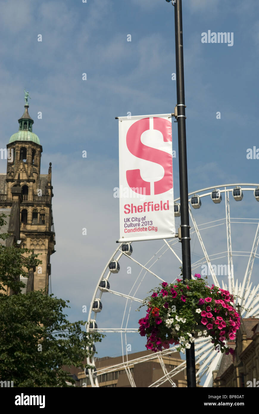 Sheffield, Sity of Culture candidate city flag and the Wheel of ...