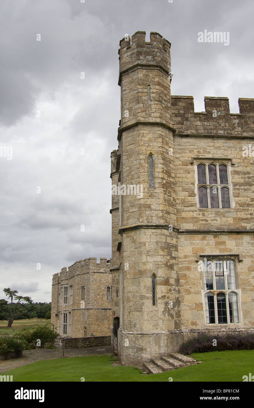 front castle country house seat turrets path lawn Stock Photo - Alamy