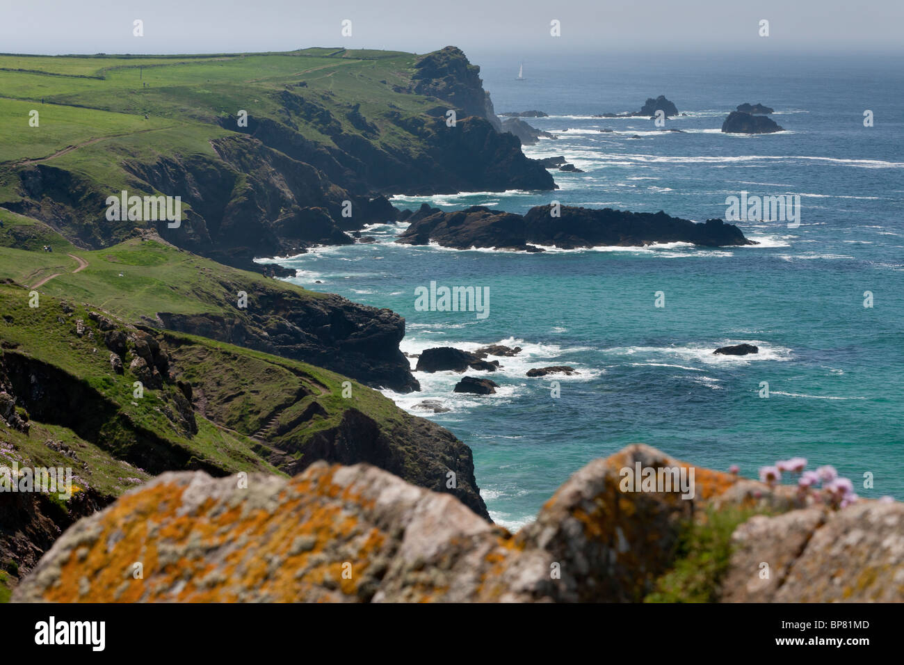Lizard Coastal Path looking South. The cliffs, the beaches and the ...