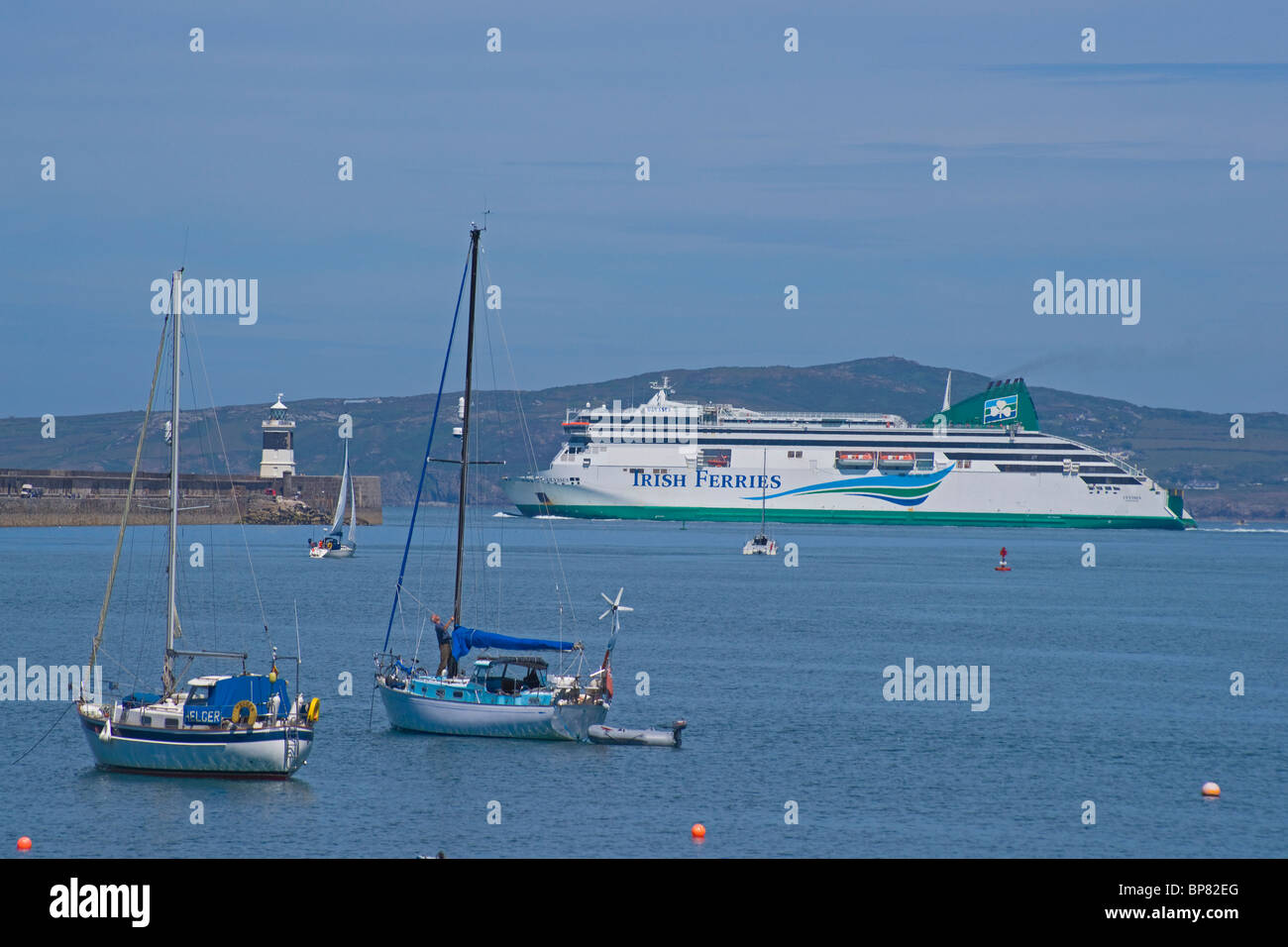 Holyhead bay from Holyhead harbour, Anglesey, North Wales, UK Stock ...