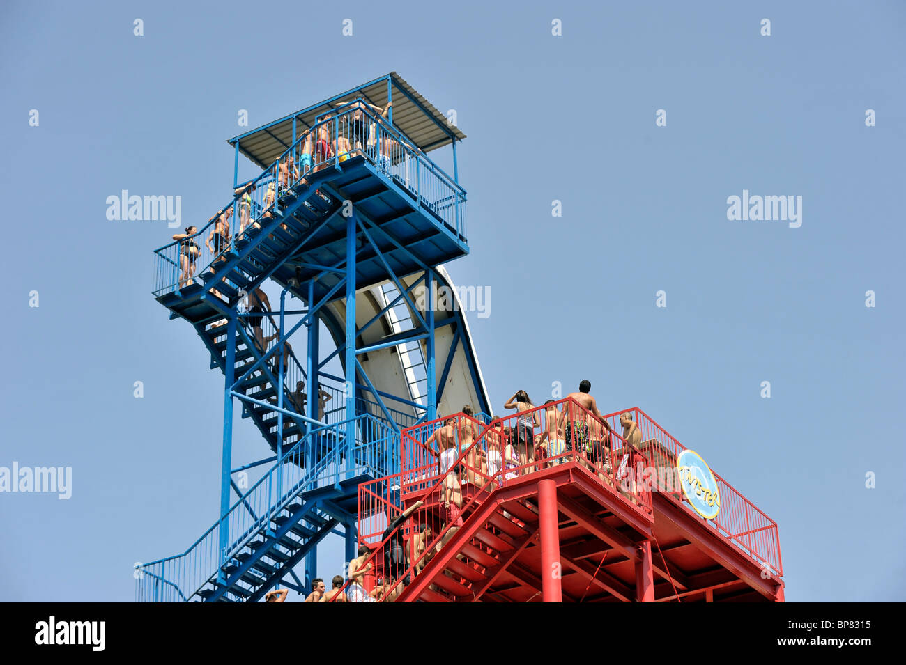 aqualand slide queue torremolinos costa del sol spain Stock Photo - Alamy