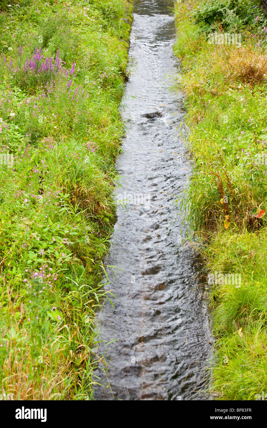 An urban river running through the centre of Burnley in Lancashire, UK ...