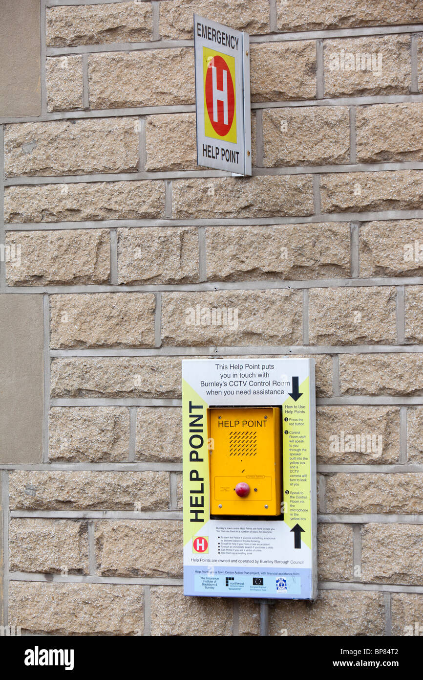 A help point linked to CCTV surveilance in Burnley, Lancashire, UK ...