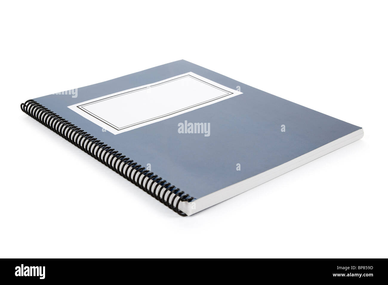 Blue school textbook, notebook or manual with white background Stock ...