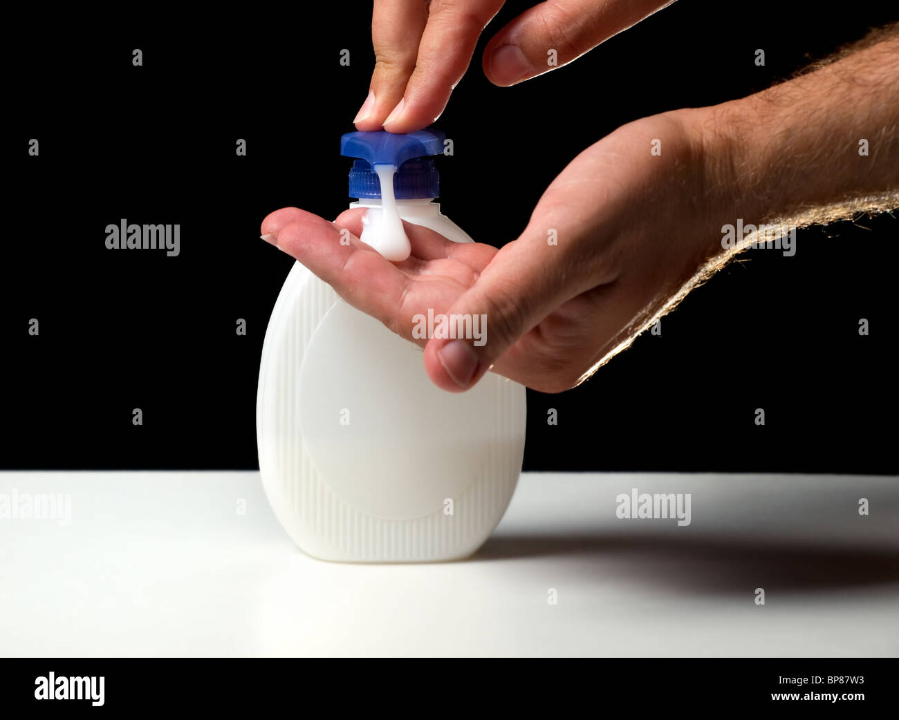 Use of liquid soap for hand washing Stock Photo - Alamy