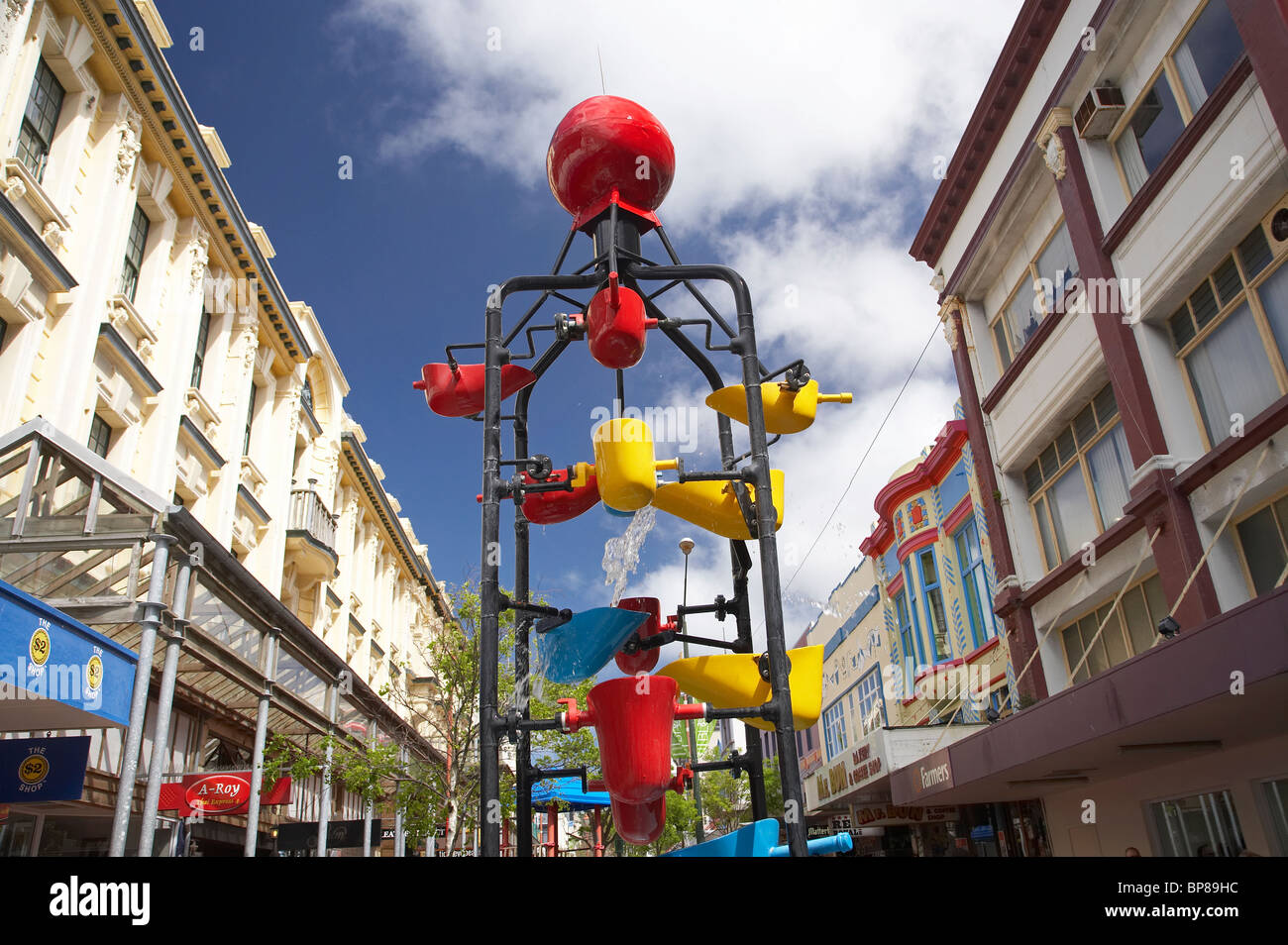 Bucket Fountain, Cuba Street Mall, Wellington, North Island, New ...