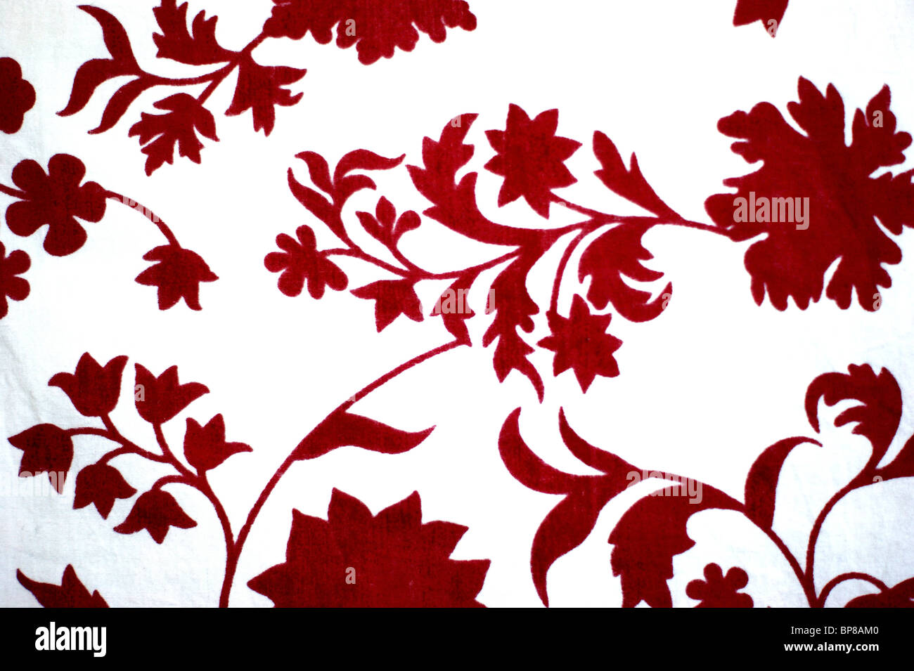 Solid red floral pattern on white background Stock Photo - Alamy