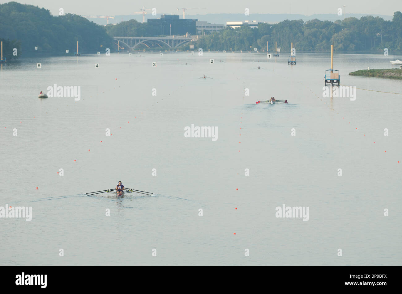 Rowers train in the early morning on the Royal Canadian Henly Regatta ...