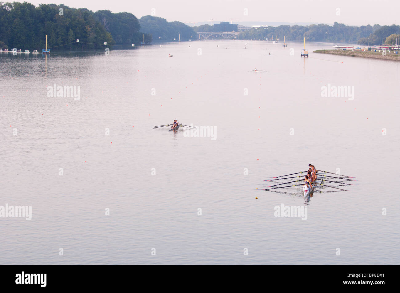 Rowers train in the early morning on the Royal Canadian Henly Regatta ...