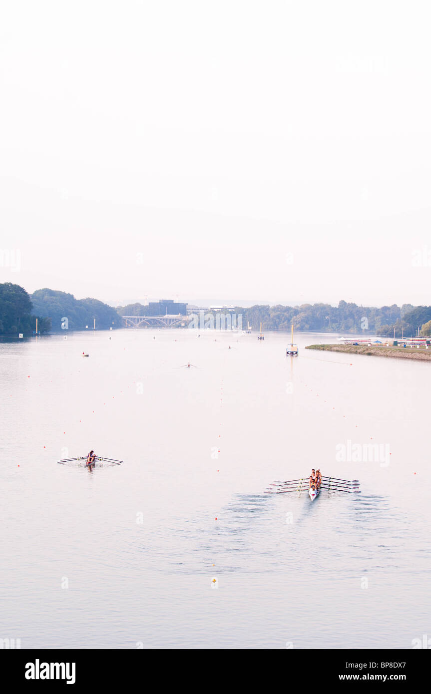 Rowers train in the early morning on the Royal Canadian Henly Regatta ...