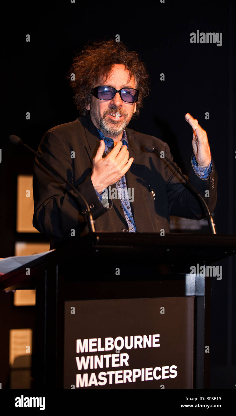 Tim Burton in Melbourne to open his self titled exhibition Stock Photo ...