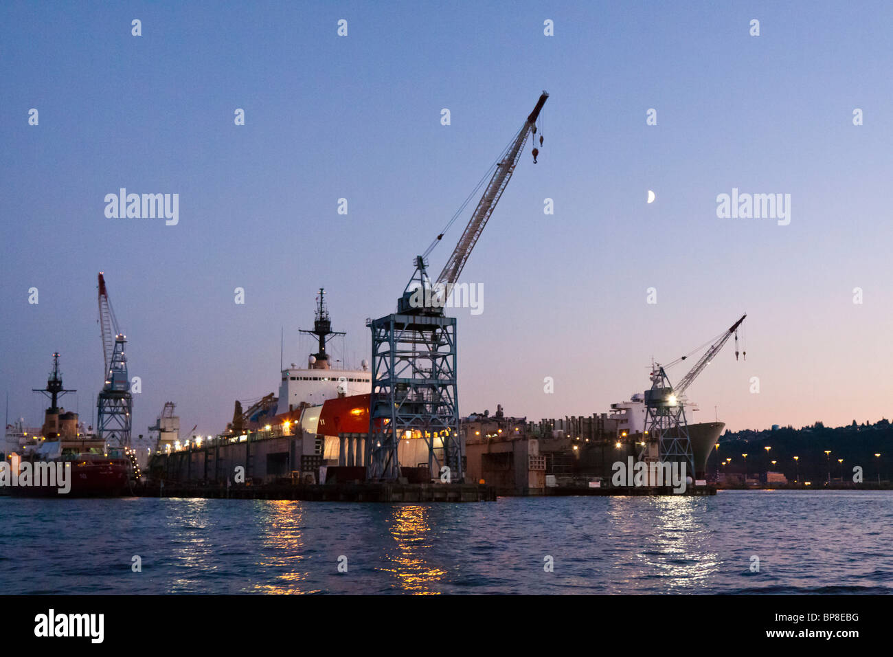 Ships in dry dock, Todd Shipyard, Harbor Island, Seattle, Washington ...