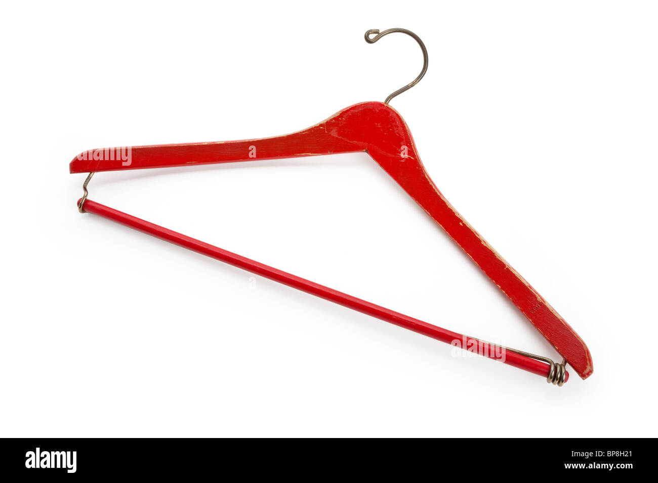 Red Wood Hanger with white background Stock Photo - Alamy