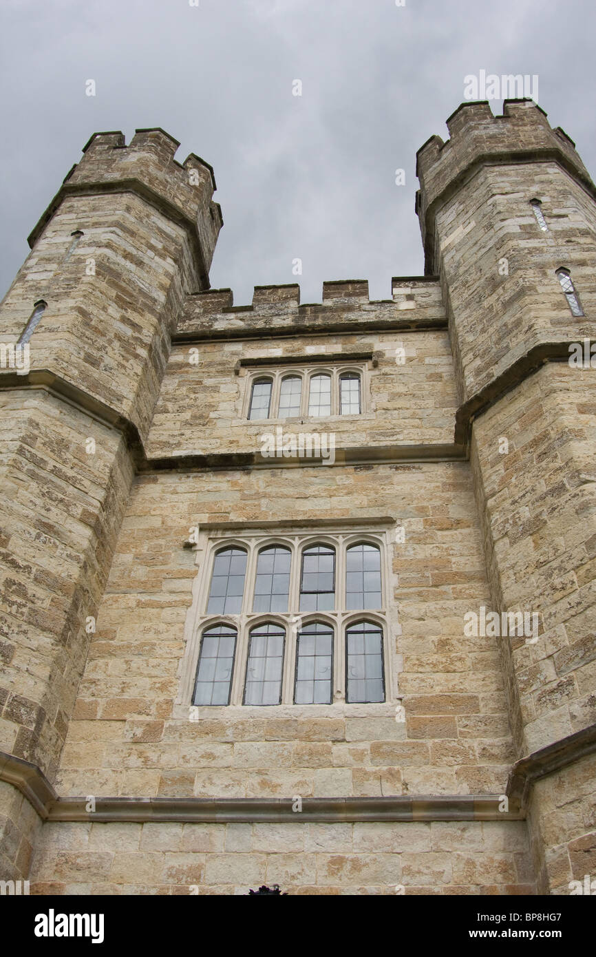 front castle country house seat turrets windows Stock Photo - Alamy