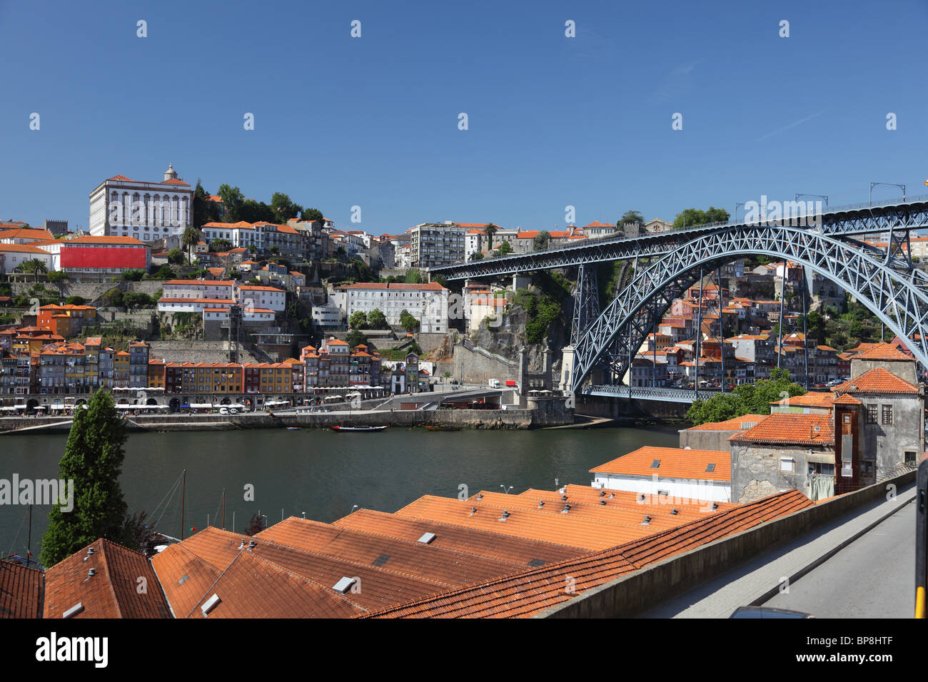 Porto and Dom Luis I bridge as seen from Vila Nova de Gaia, Portugal ...