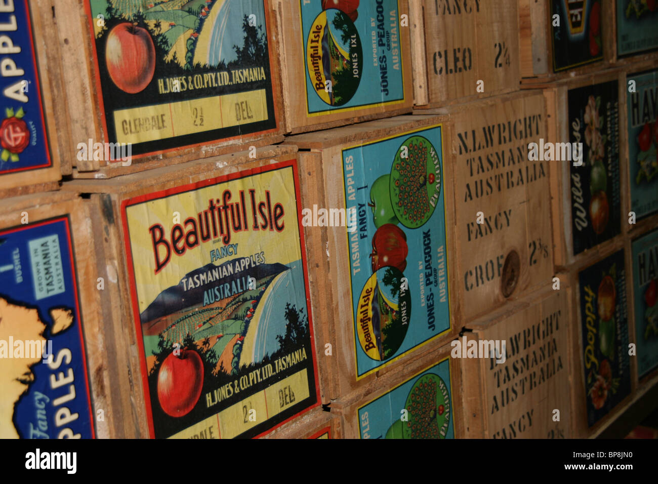 Old fashioned apple packing crates Stock Photo - Alamy