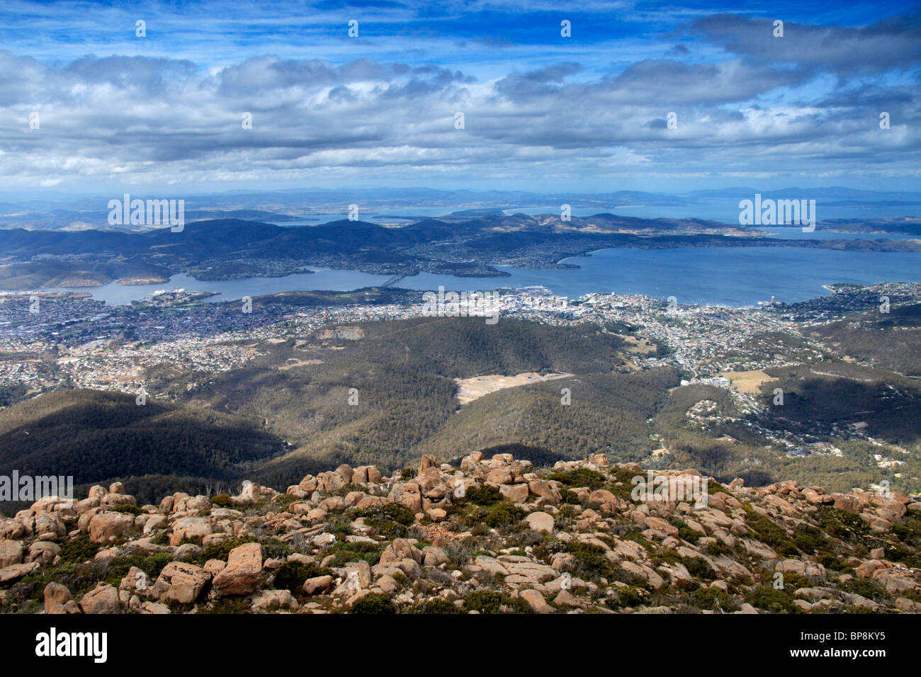 View of Hobart from Mt Wellington Stock Photo - Alamy