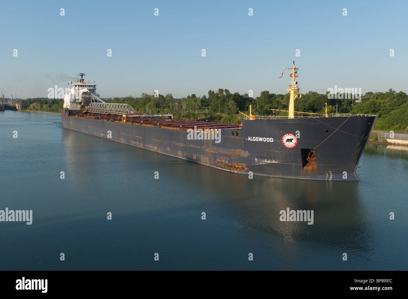 Bulk commodity carrier "Algowood" transits the Welland Canal in Ontario ...