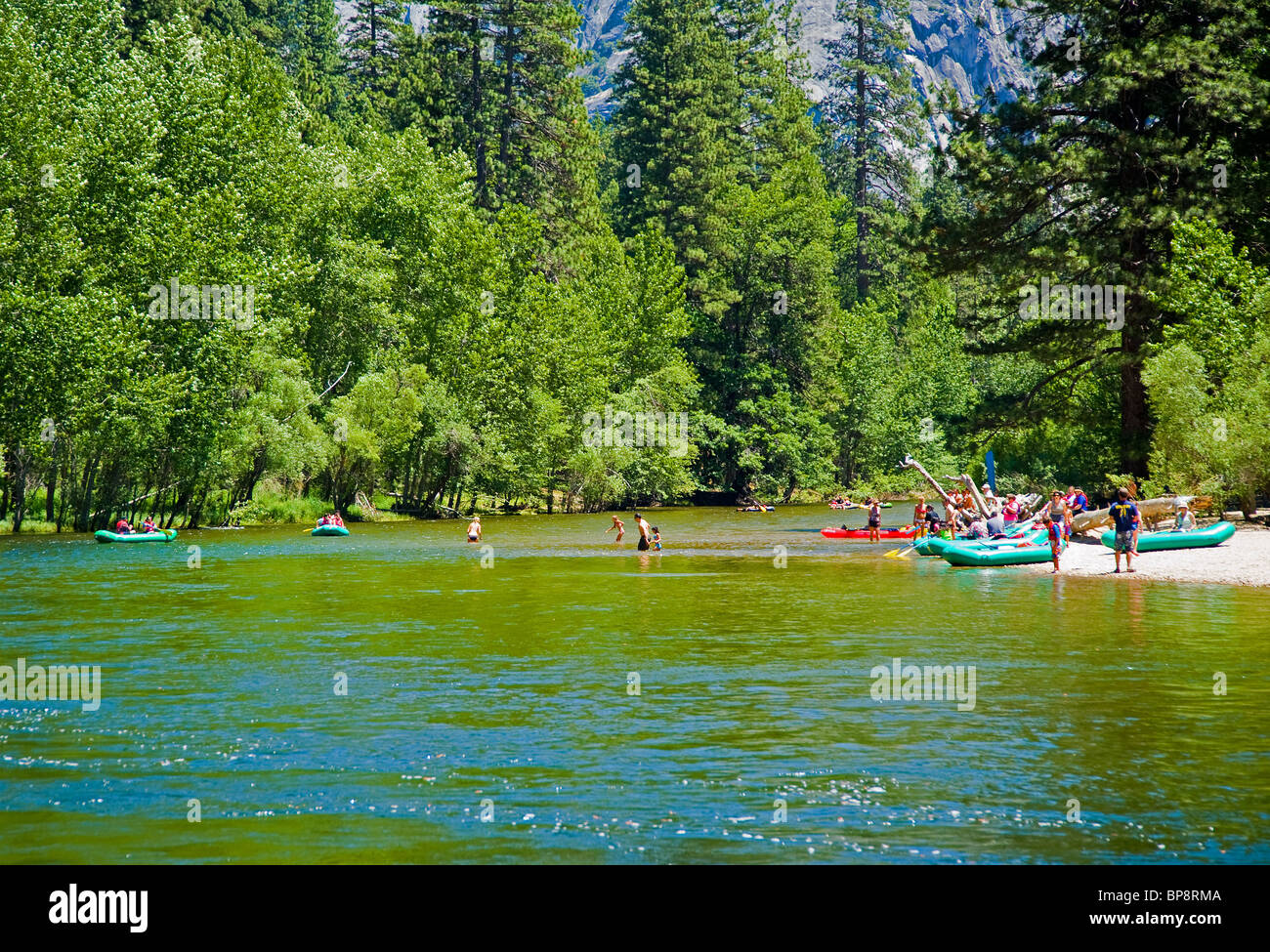 Mersed river recreational activities at Yosemite National Park, rafting ...